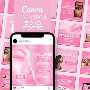 50 Lash Tech IG Flyers Pack, Lash Tech Branding Kit, Eyelash Extensions ...