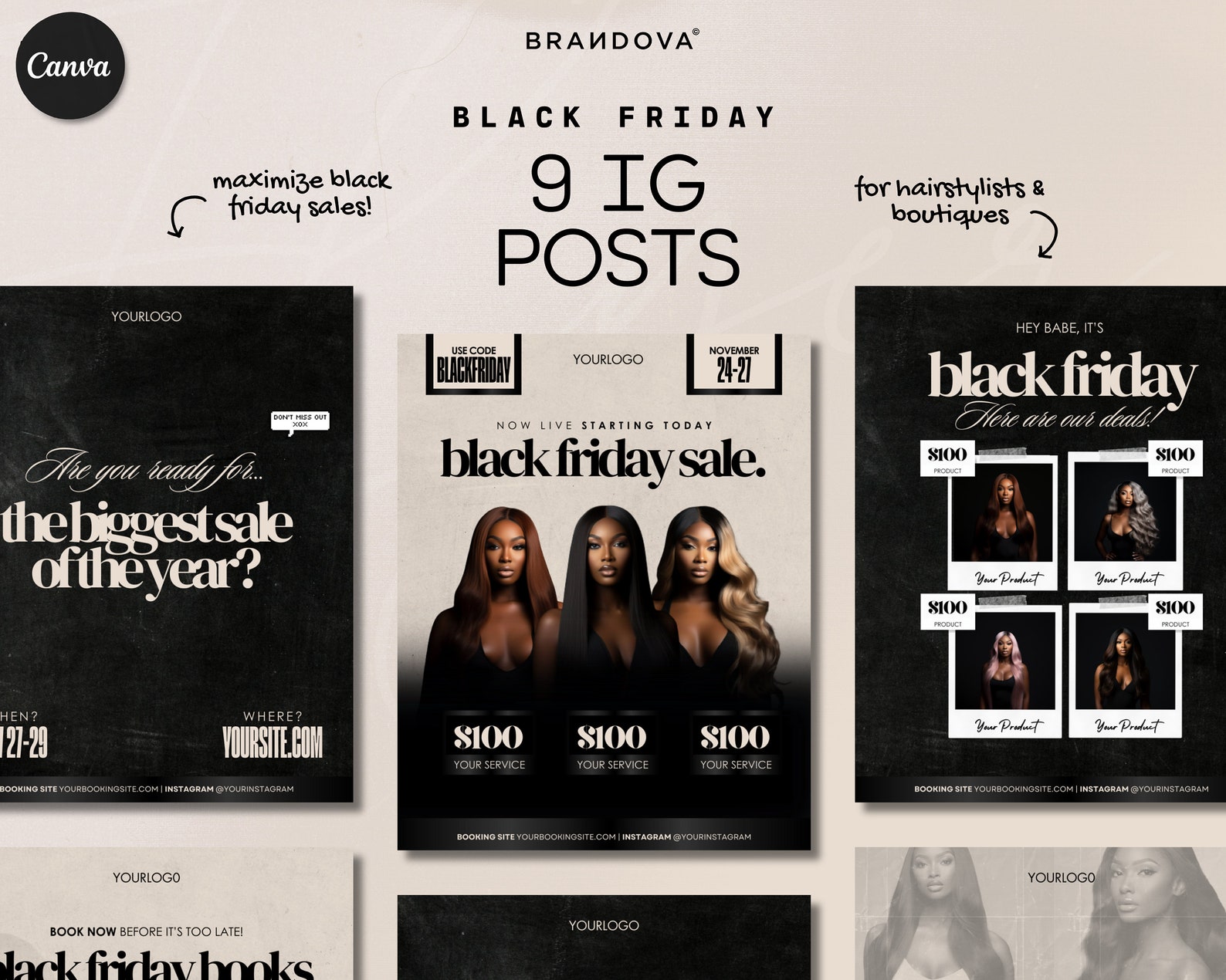 Black Friday Hair Bookings Template, Hairstylist Boutique Black Friday ...