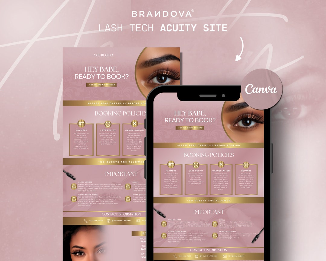 Lash Tech Acuity Scheduling Site, Editable Template, Lashes Website ...