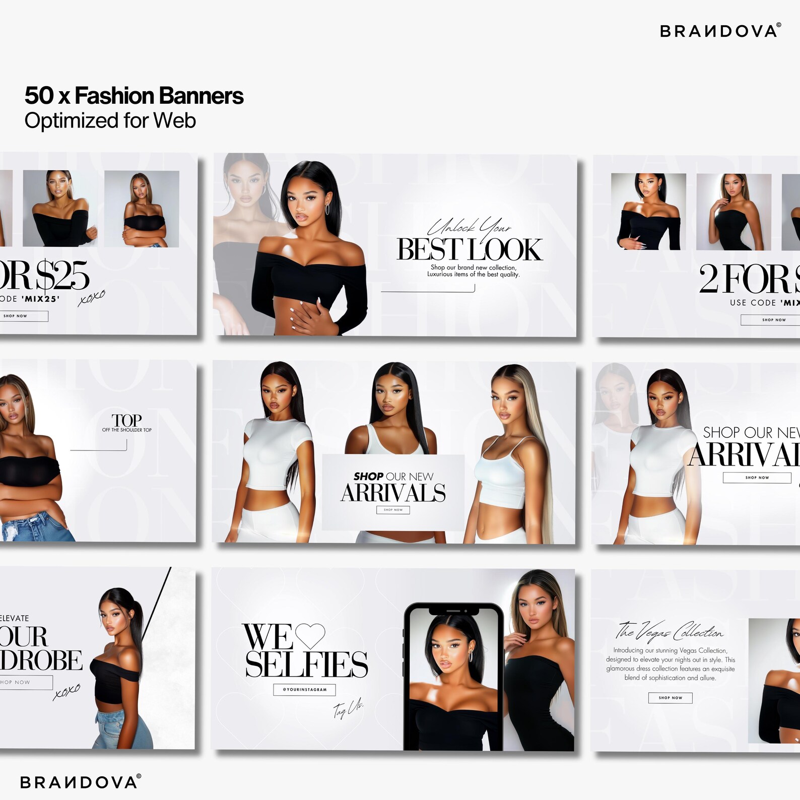 100 X Fashion Web Banners Templates, Clothing Website Banner Pack ...