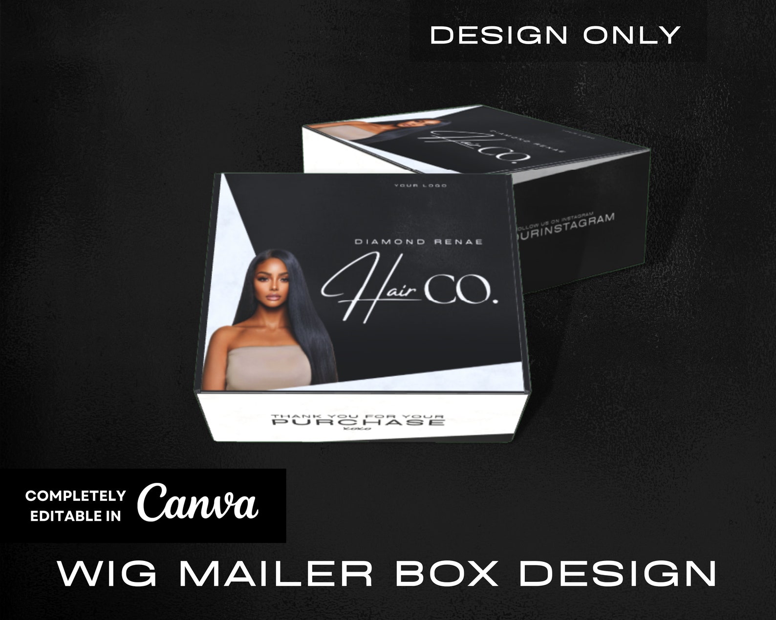 Wig Mailer Box Design | Lace Front & Bundles Box Packaging Design | DIY ...