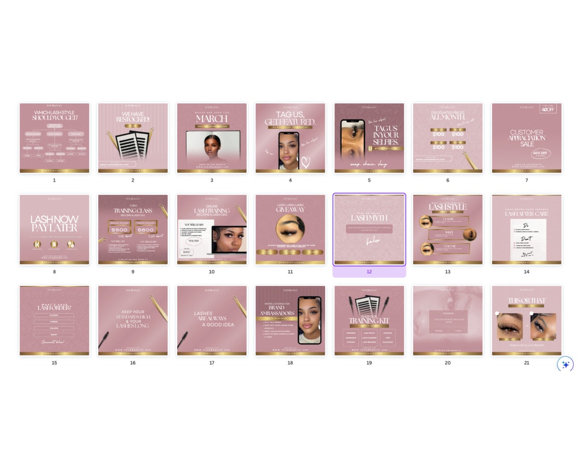 50 Lash Tech Instagram Posts Templates Eyelash Extension - Etsy