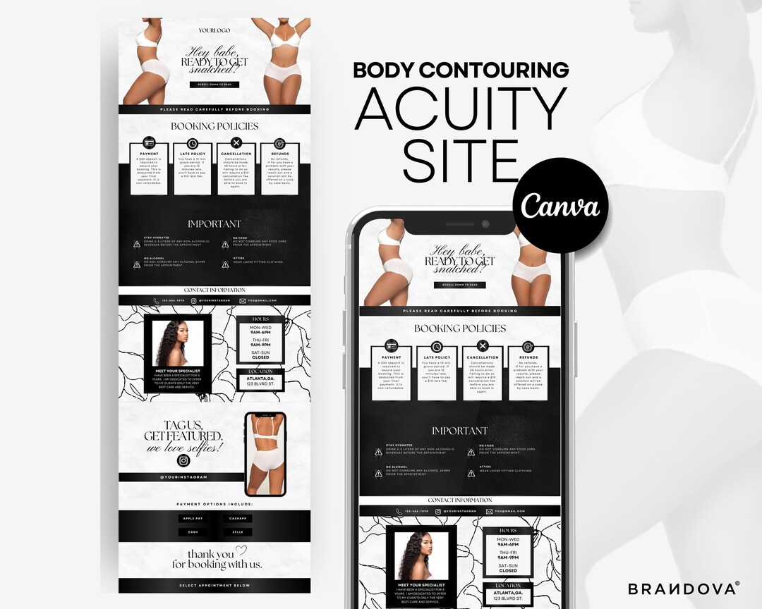 Acuity Scheduling Site Body Contouring, Canva Editable Template, Acuity ...