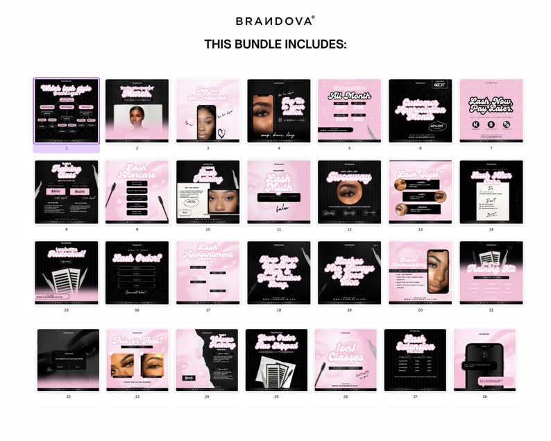 50 Lash Tech Flyers Pack, Lash Tech IG Posts, Lash Tech Branding Kit ...