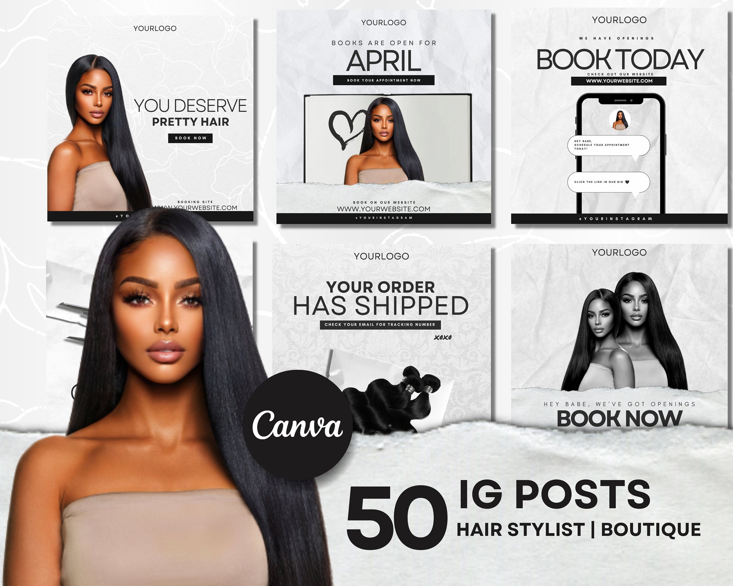 50 Hair Stylist Hair Boutique Templates | Instagram Flyers | Wig ...