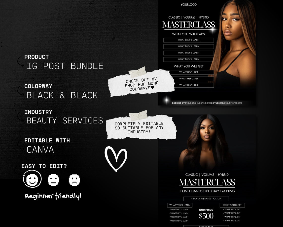 Masterclass IG Posts, Hair, Hairstylist IG Flyer, Lash Tech, Master ...