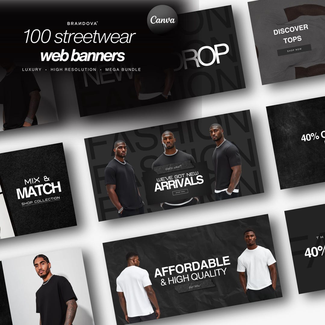 100 X Streetwear Website Templates, Clothing Website Banner Pack ...
