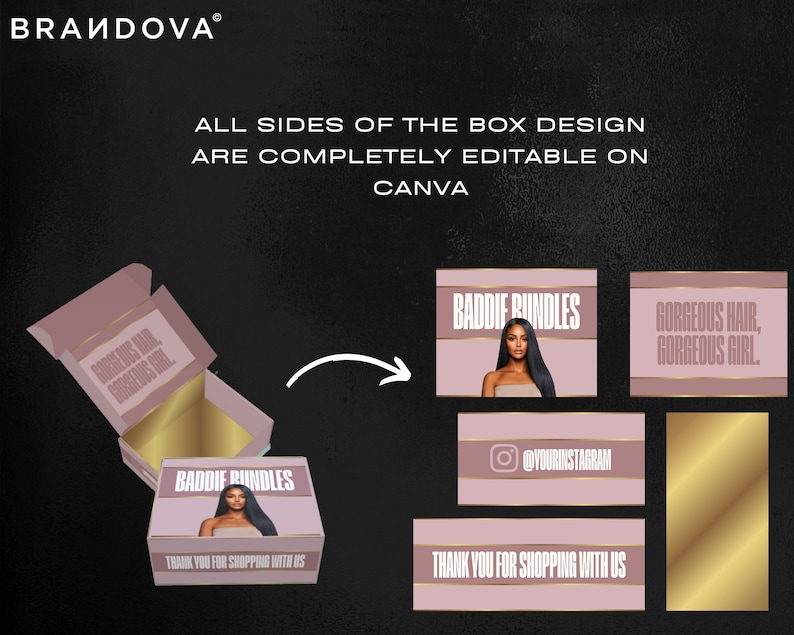 Wig Mailer Box Design Lace Front & Bundles Box Packaging Design DIY ...