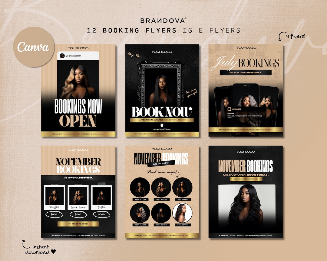 12 Booking Flyers Templates, Social Media Content IG Posts, Instagram ...