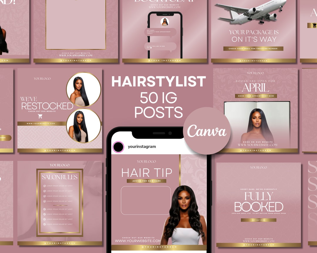 50 Pack Luxury Hair IG Flyers Templates | Hairstylist Branding Flyers ...