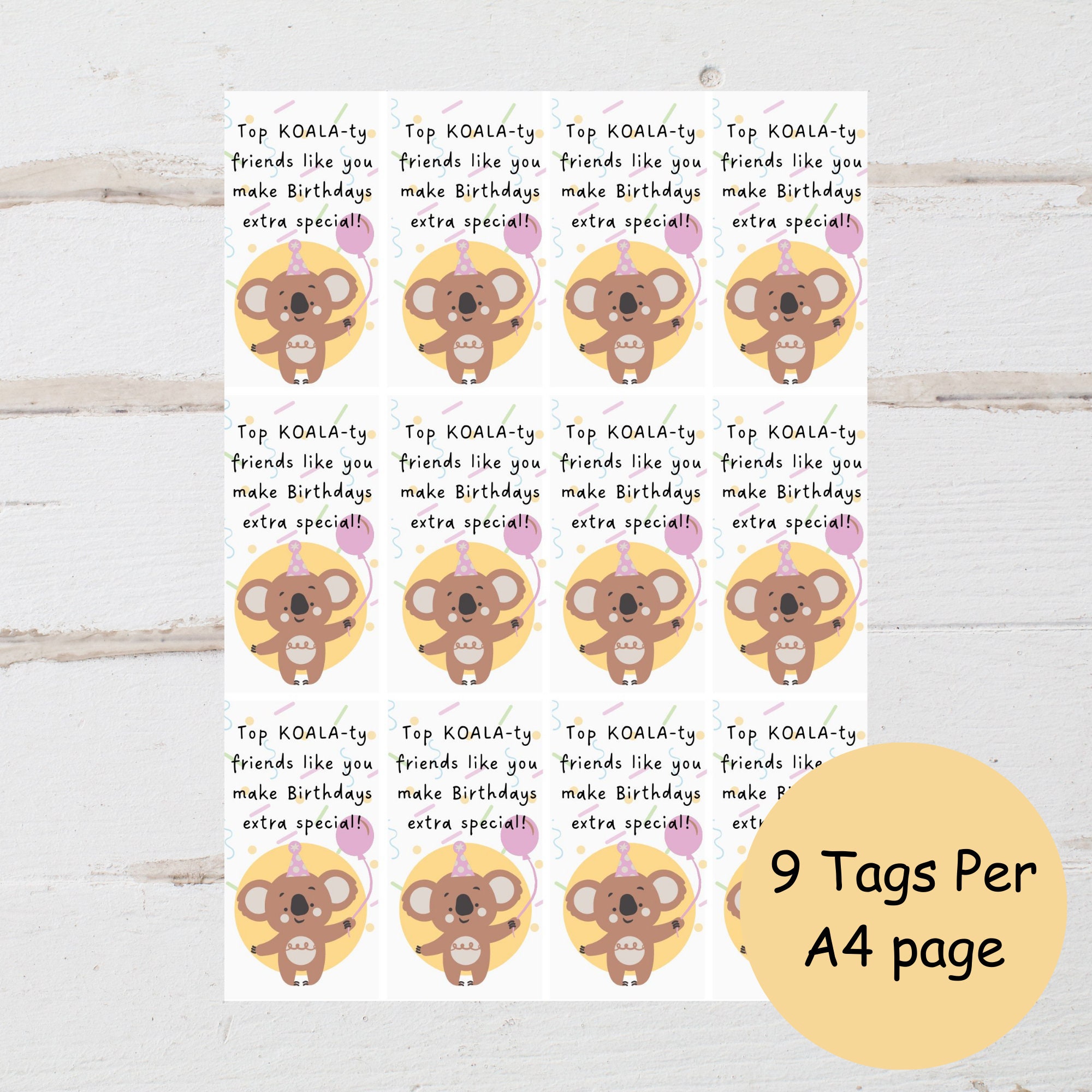 Printable Birthday Gift Tags| Koala | Koala Bear | Koala Birthday ...