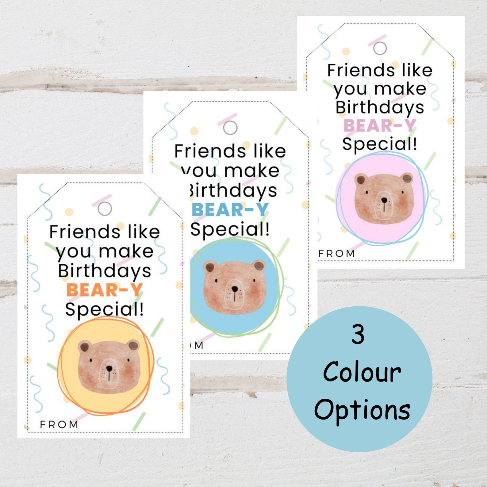 Printable Birthday Gift Tags | Teddy Bear | Beary | Bearly First ...