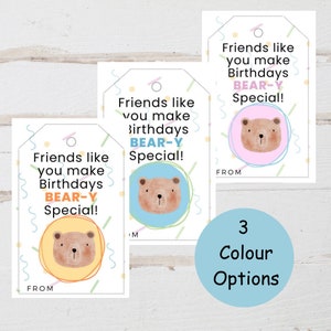 Printable Birthday Gift Tags | Teddy Bear | Beary | Bearly First ...