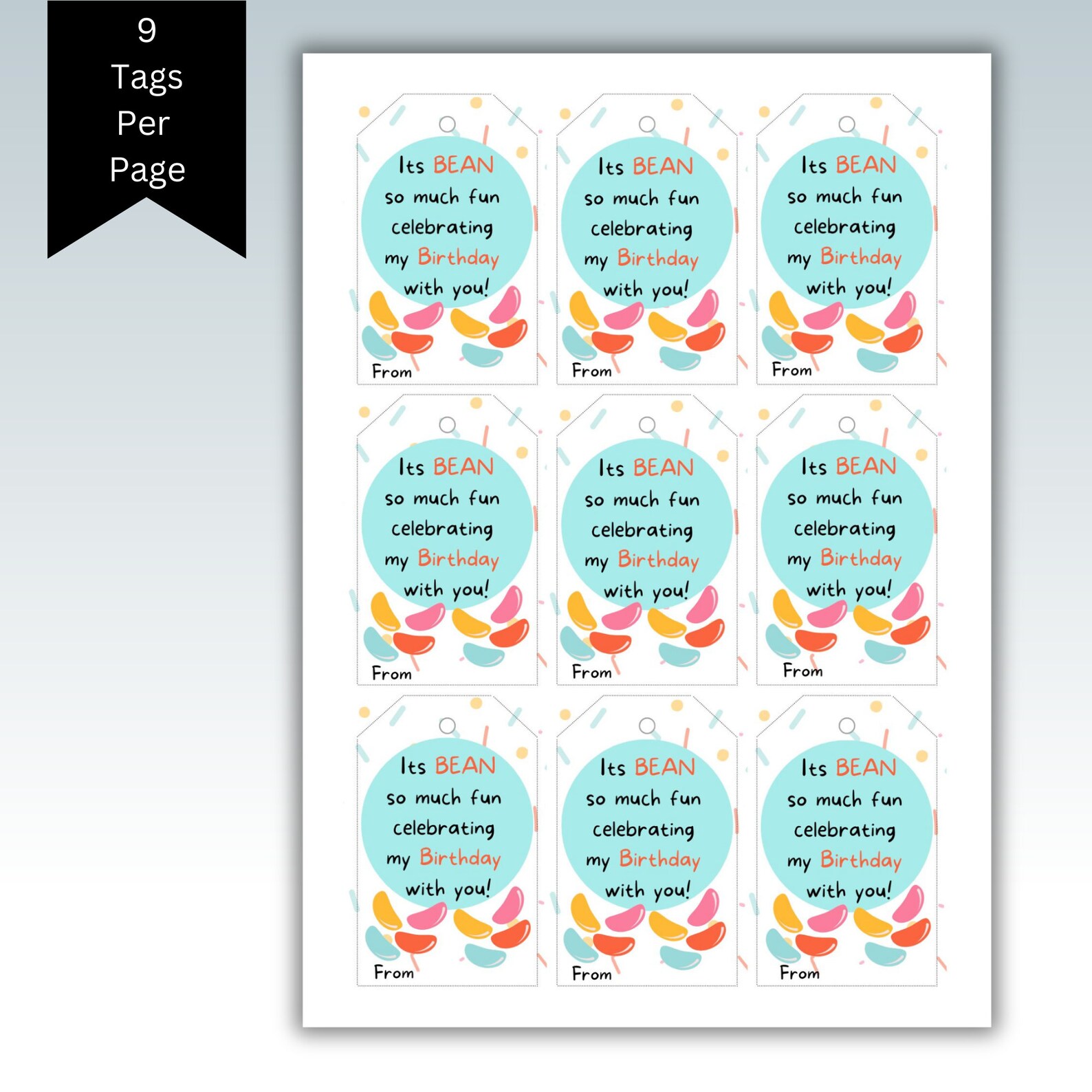 Printable Birthday Gift Tags | Jelly Beans | Candy Party | Candy Favors ...