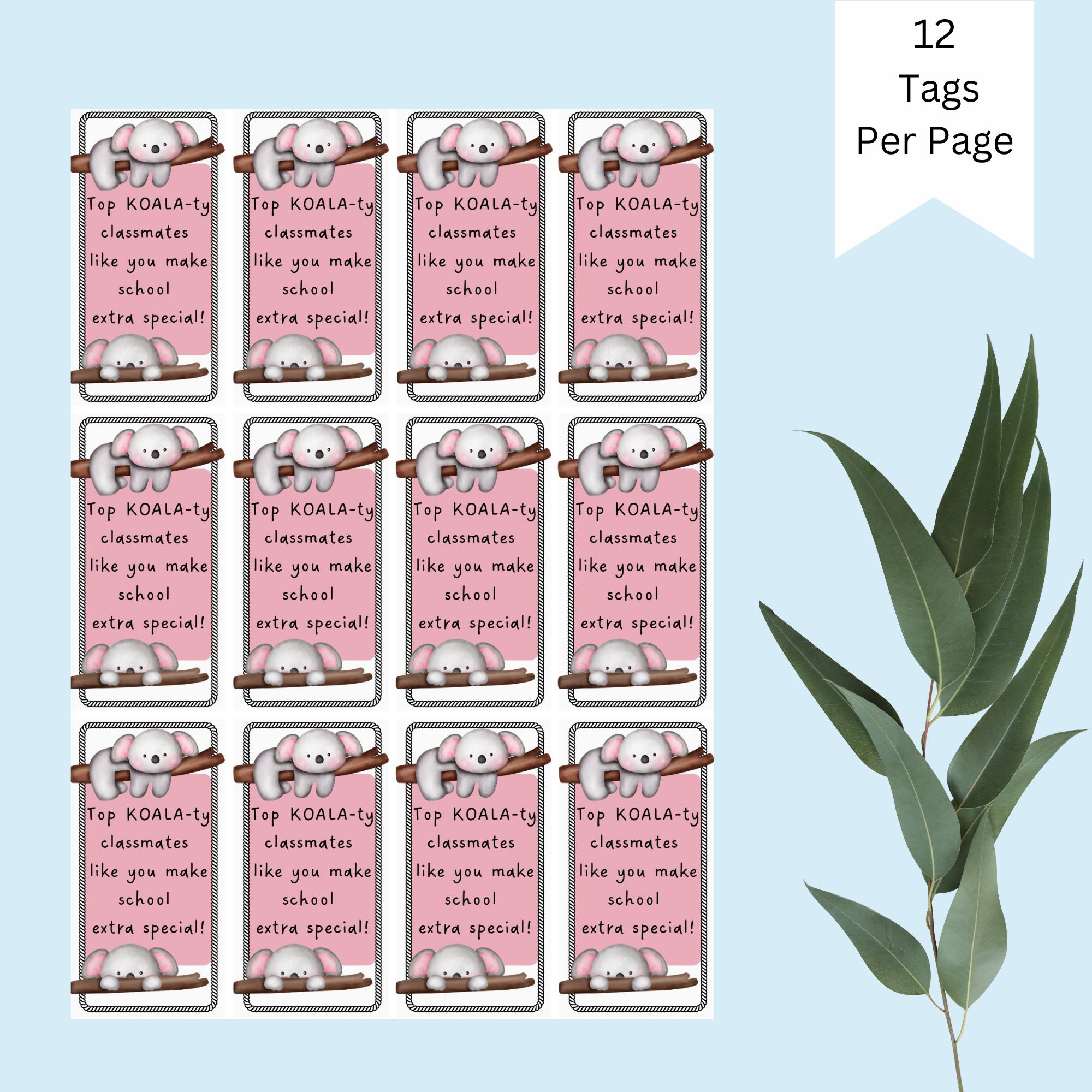 Printable Class Gift Tags | Koala | Student Gift | Gift From Teacher ...