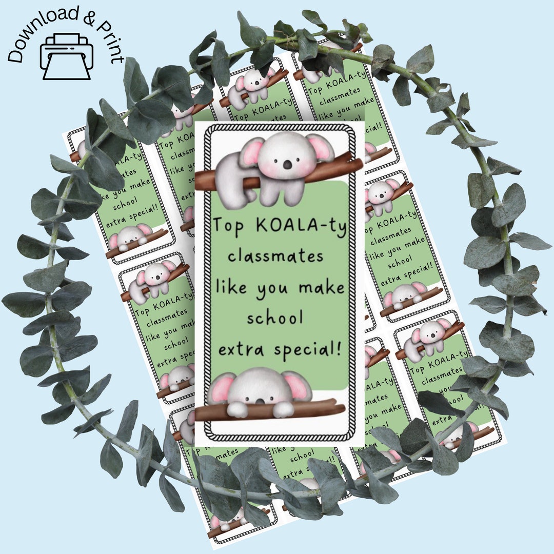 Printable Class Gift Tags | Koala | Student Gift | Gift From Teacher ...