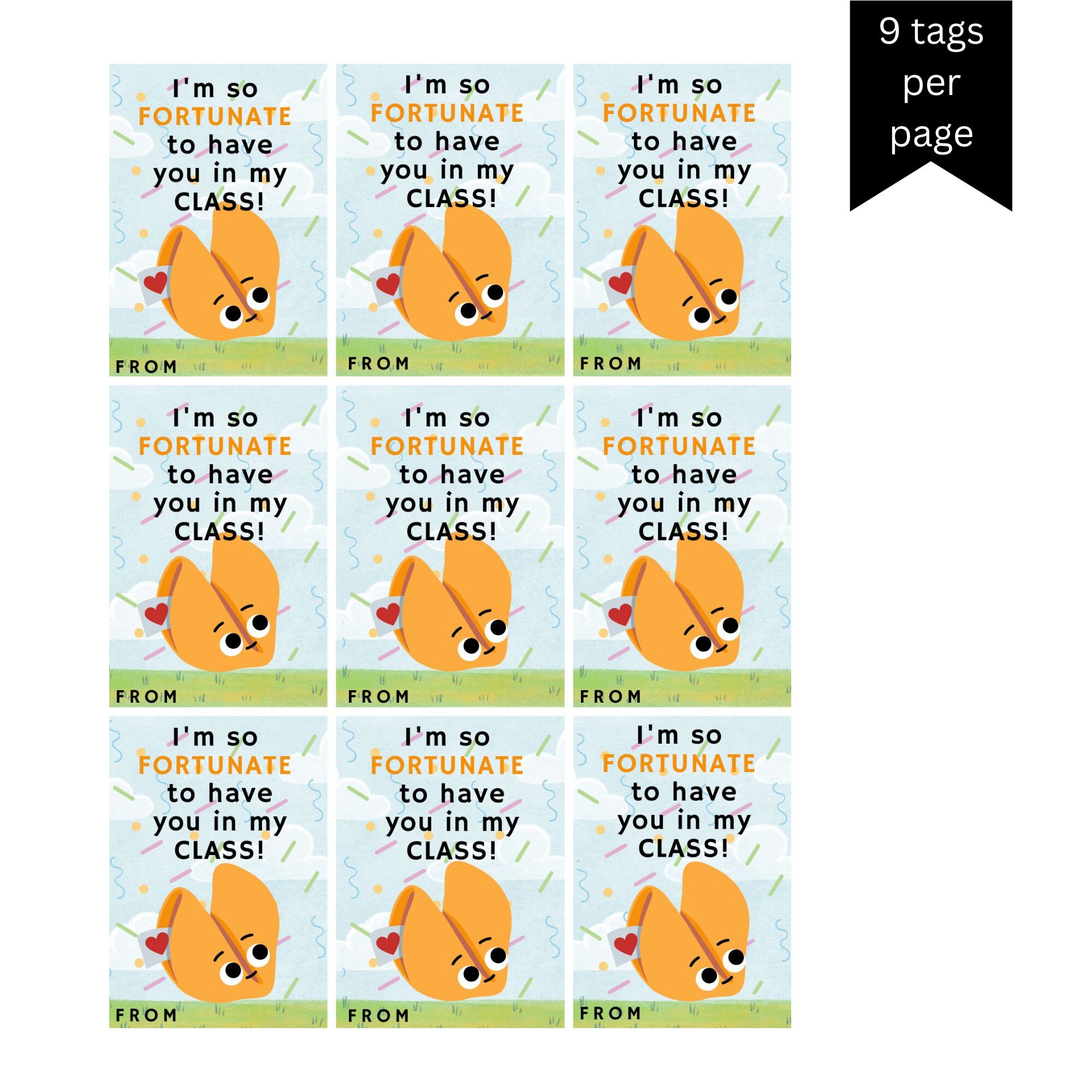 Student Printable Gift Tags | Printable Class Gift Tags | Fortune ...