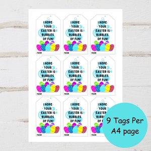 I Hope Your Easter is Bubbles of Fun, Easter Gift Tags, Classroom ...