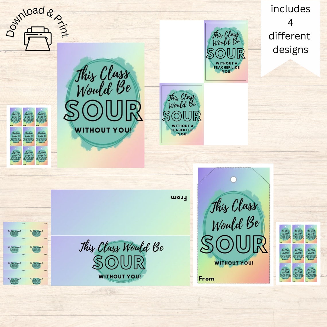 Printable Candy Class Gift Tags | Fun Class Gifts | Sour Candy Bag Tags ...