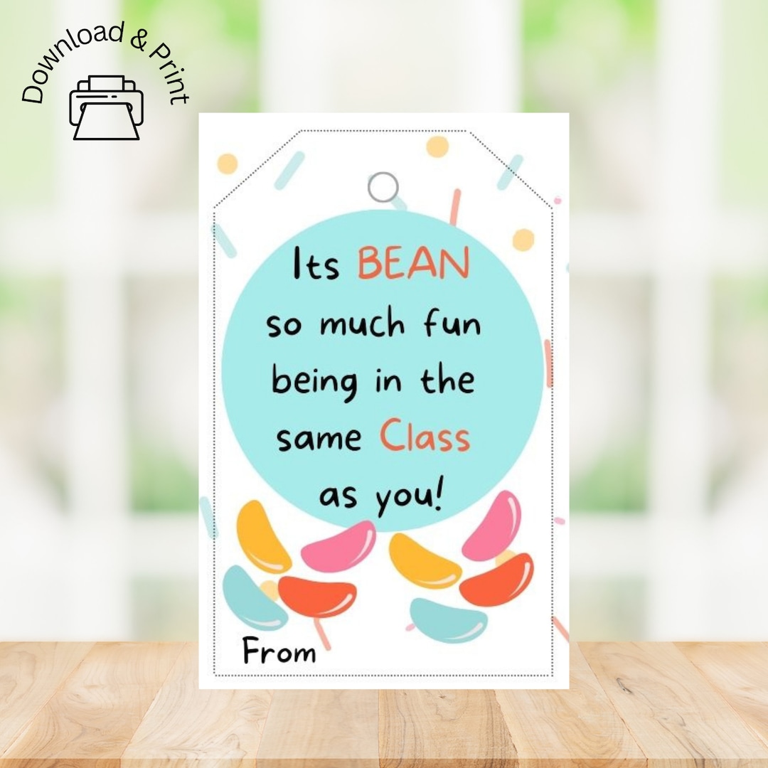 Printable Class Gift Tags | Jelly Beans | Gift From Student | Gift From ...