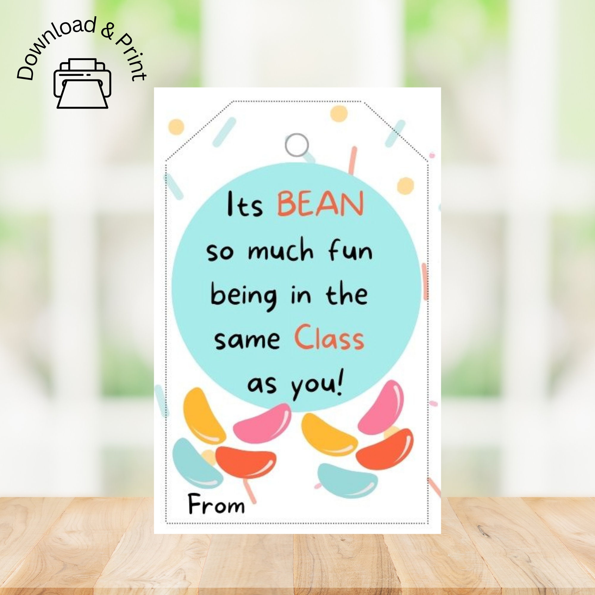 Printable Class Gift Tags | Jelly Beans | Gift From Student | Gift From ...