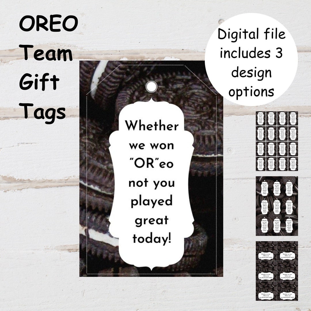 Oreo Team Gift Tags | Fun Team Gifts | Team Sport Gift Tags | Kids Team ...