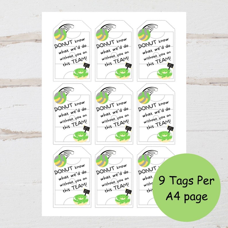 Netball Gift Tags | Donut Gift Tags | Netball Team Gifts | Netball ...