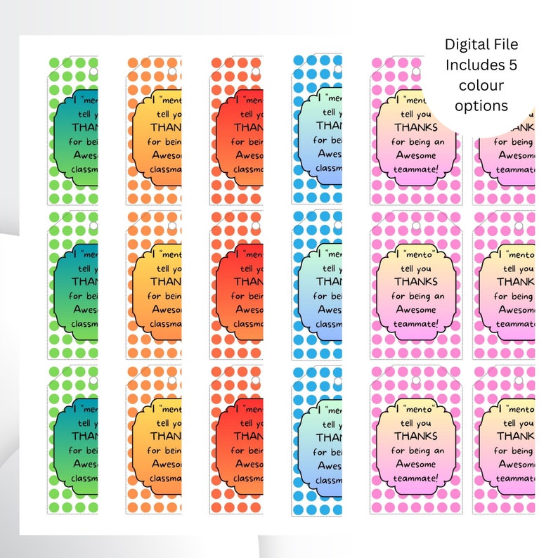 Printable Class Gift Tags | Last Day of School | Student Appreciation ...