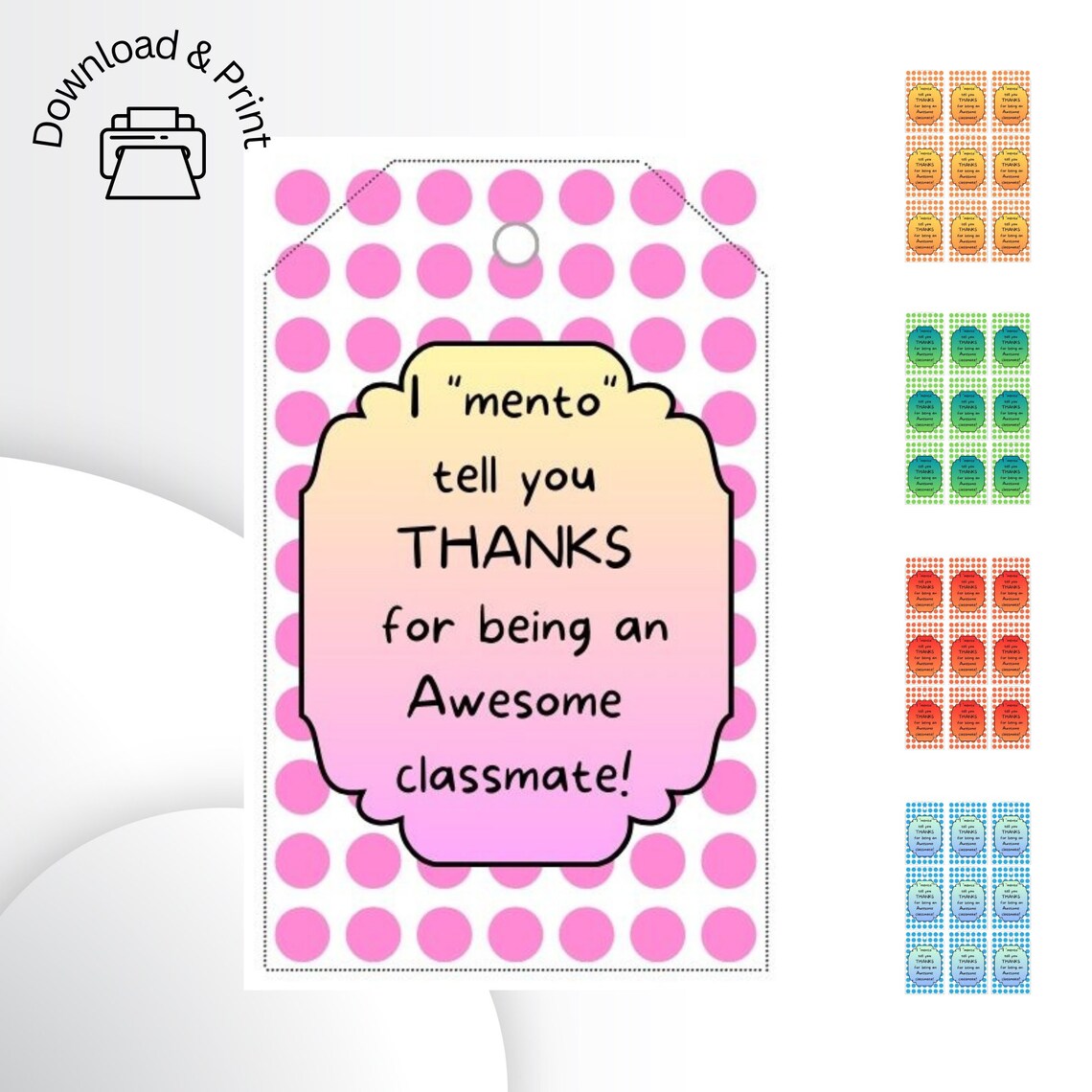 Printable Class Gift Tags Last Day of School Student Appreciation End ...