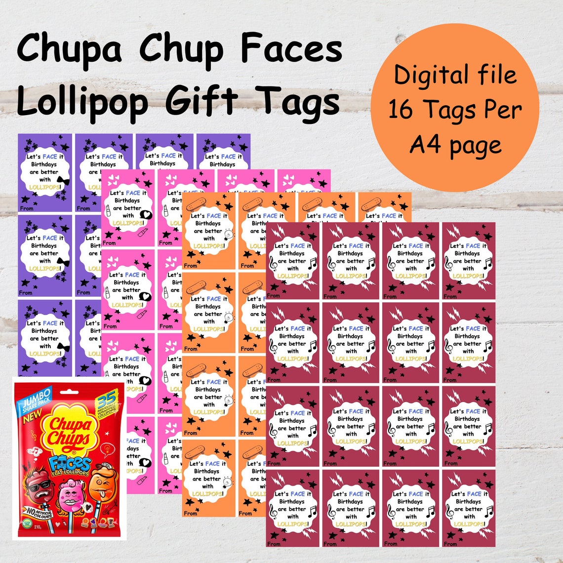 Chupa Chup Birthday Gift Tags | Fun Birthday Gift Tags | Printable ...