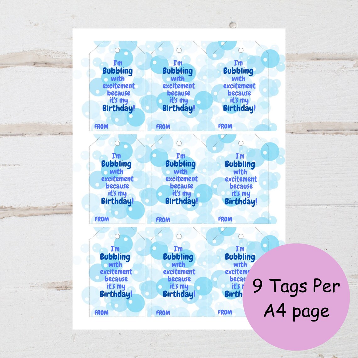 Printable Birthday Gift Tags | Bubbles | Bubble Favors | Bubble Gift ...