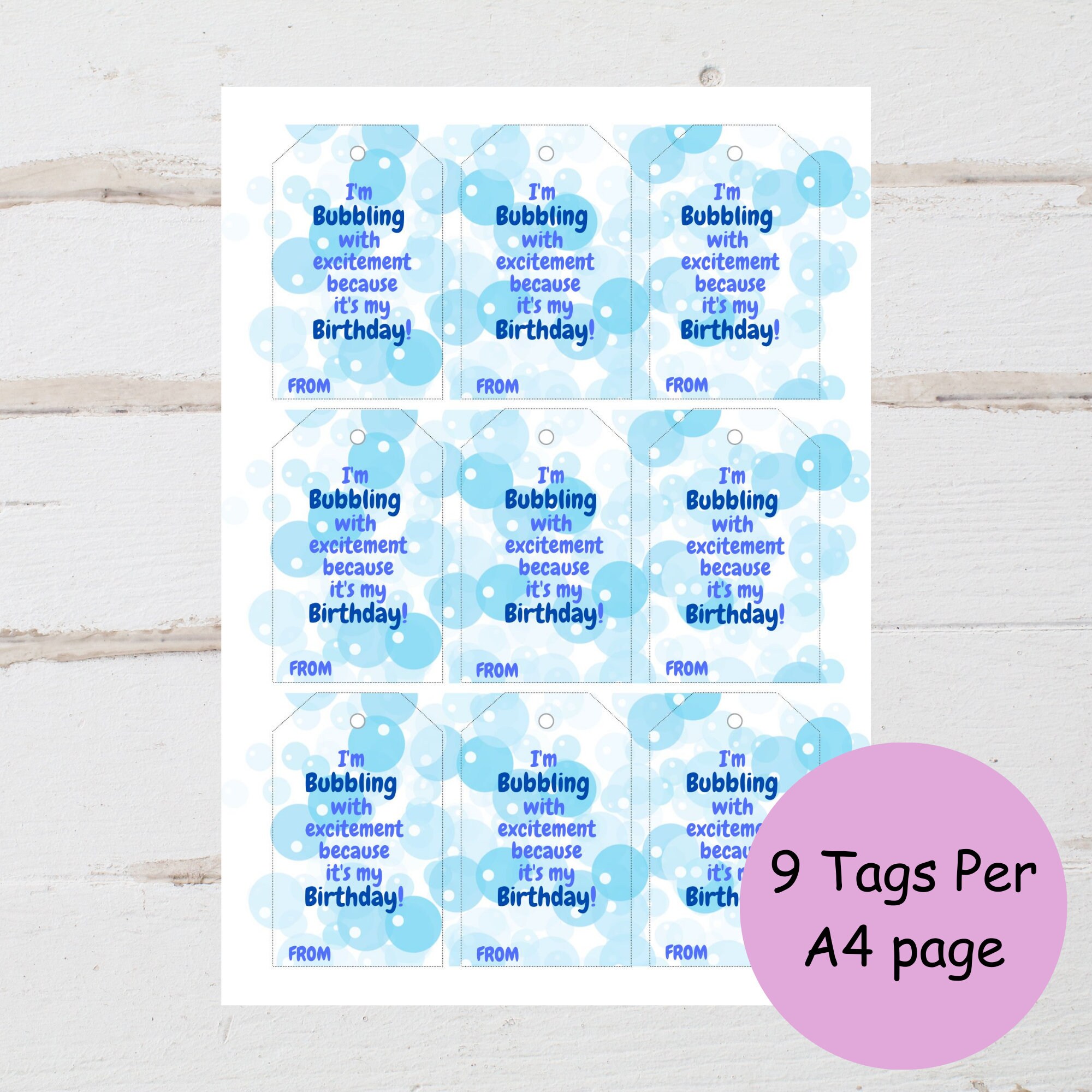 Printable Birthday Gift Tags | Bubbles | Bubble Favors | Bubble Gift ...