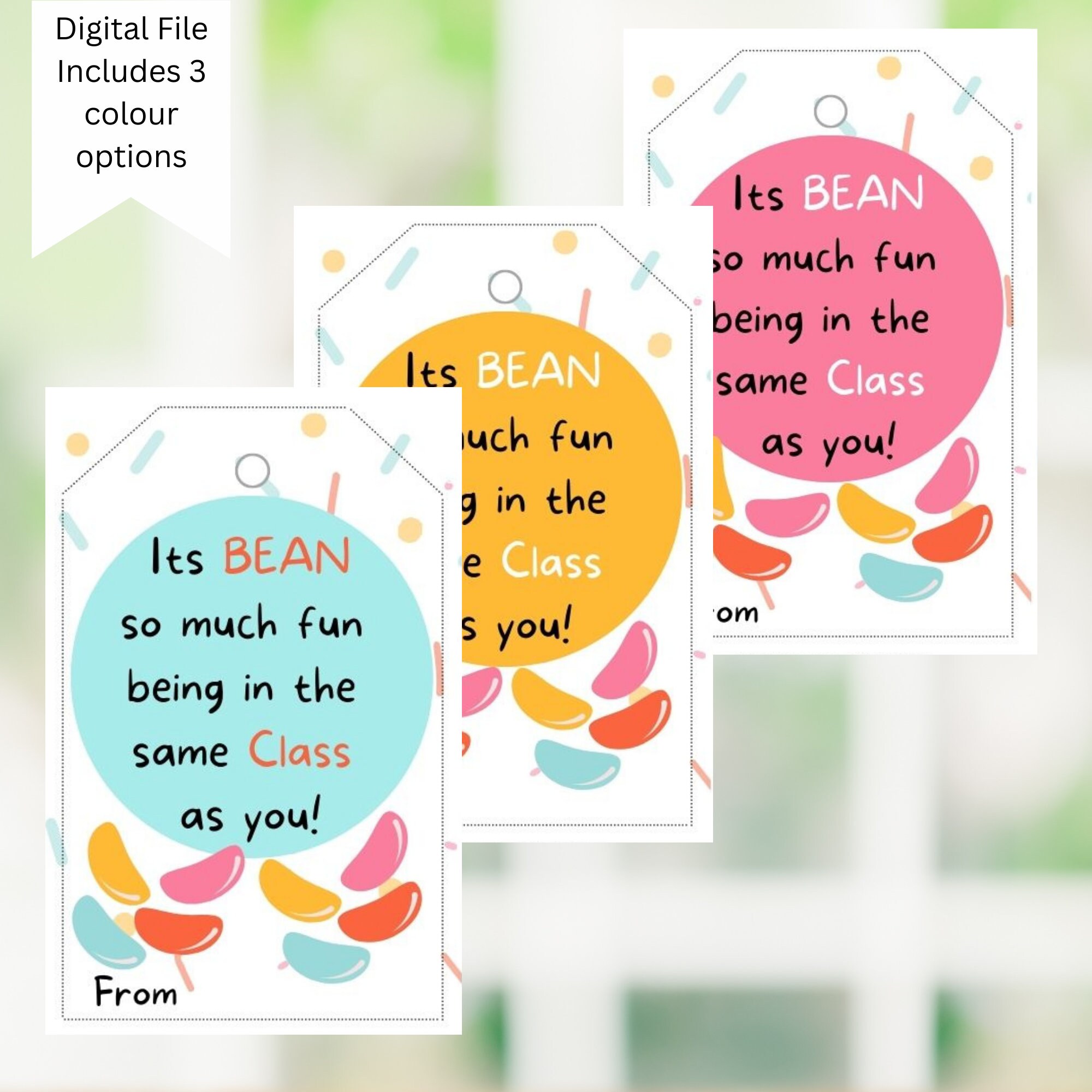 Printable Class Gift Tags | Jelly Beans | Gift From Student | Gift From ...