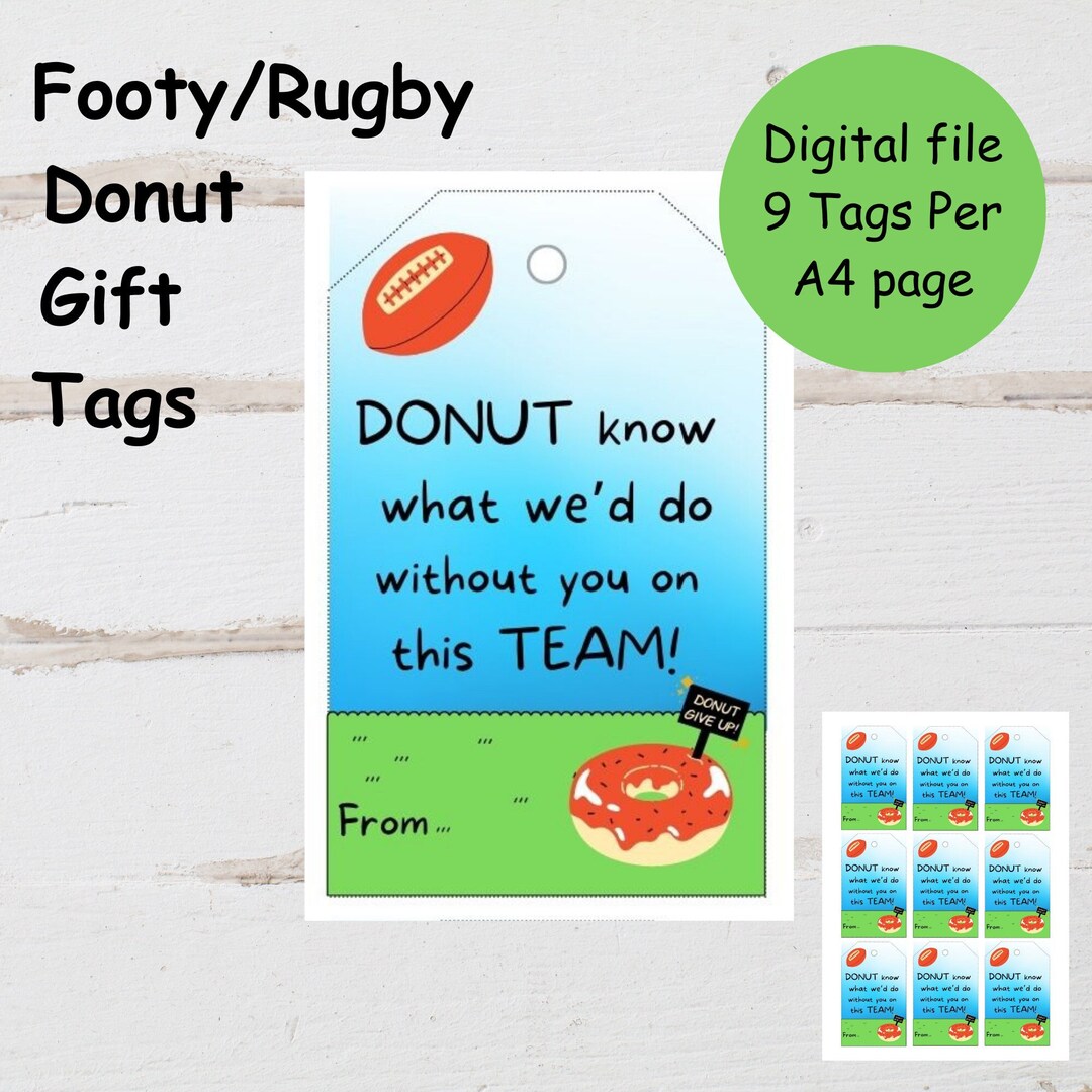 Footy Gift Tags Donut Gift Tags Footy Team Gifts Footy Coach Team Gifts ...