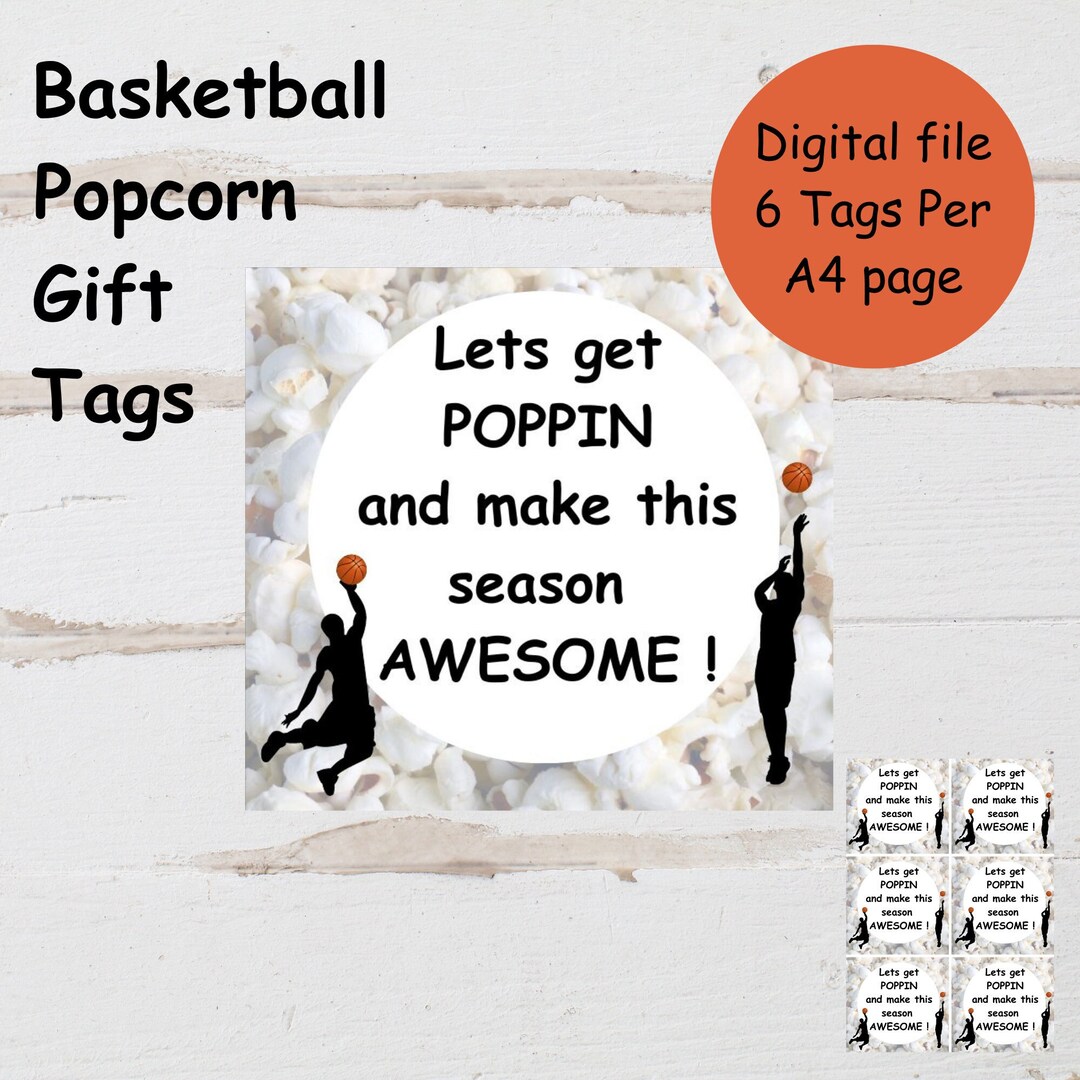 Basketball Team Gift Tags | Popcorn Gifts | Basketball Gift Tags ...