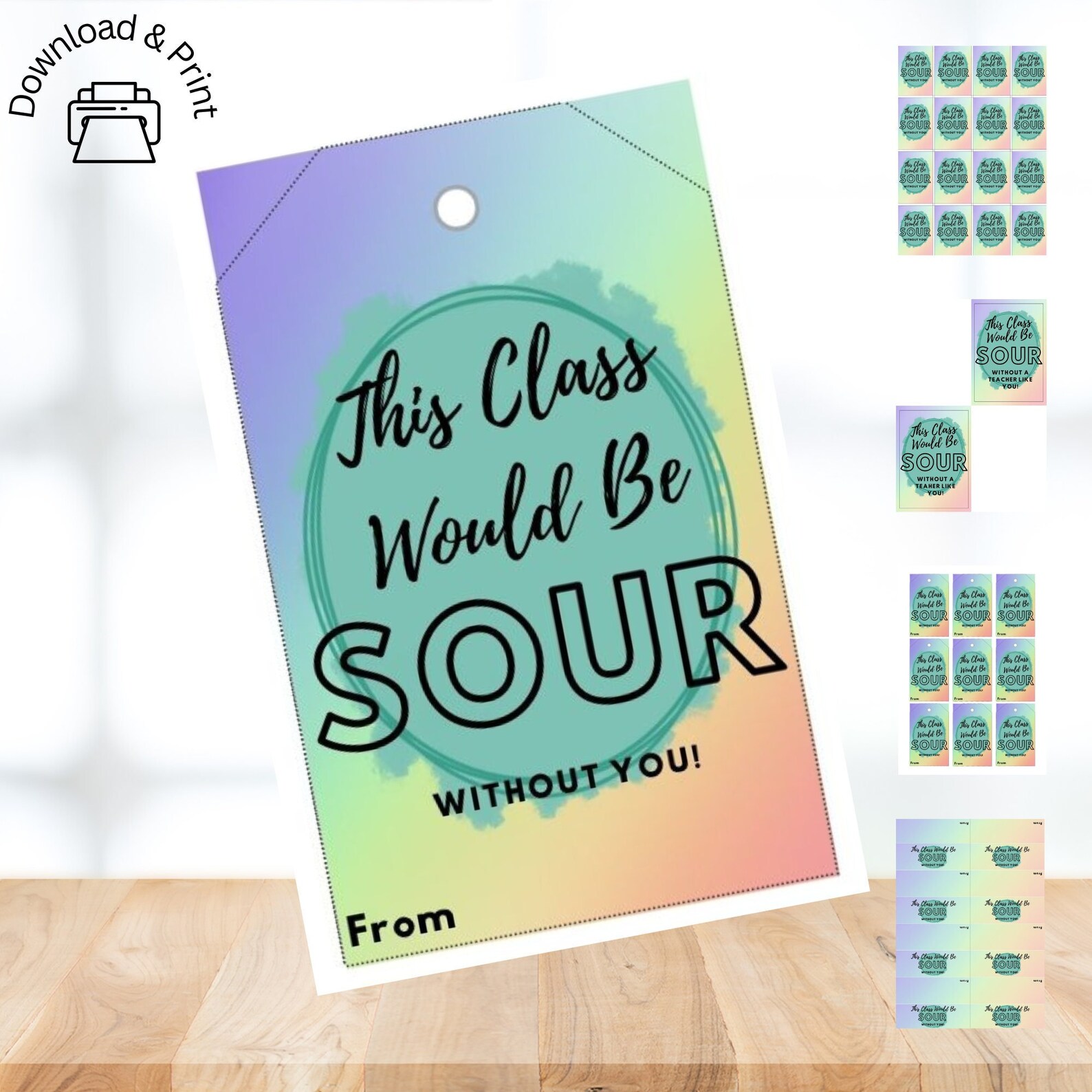 Printable Candy Class Gift Tags | Fun Class Gifts | Sour Candy Bag Tags ...