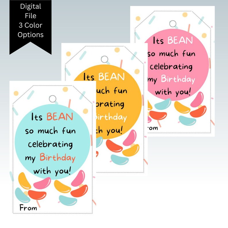 Printable Birthday Gift Tags | Jelly Beans | Candy Party | Candy Favors ...