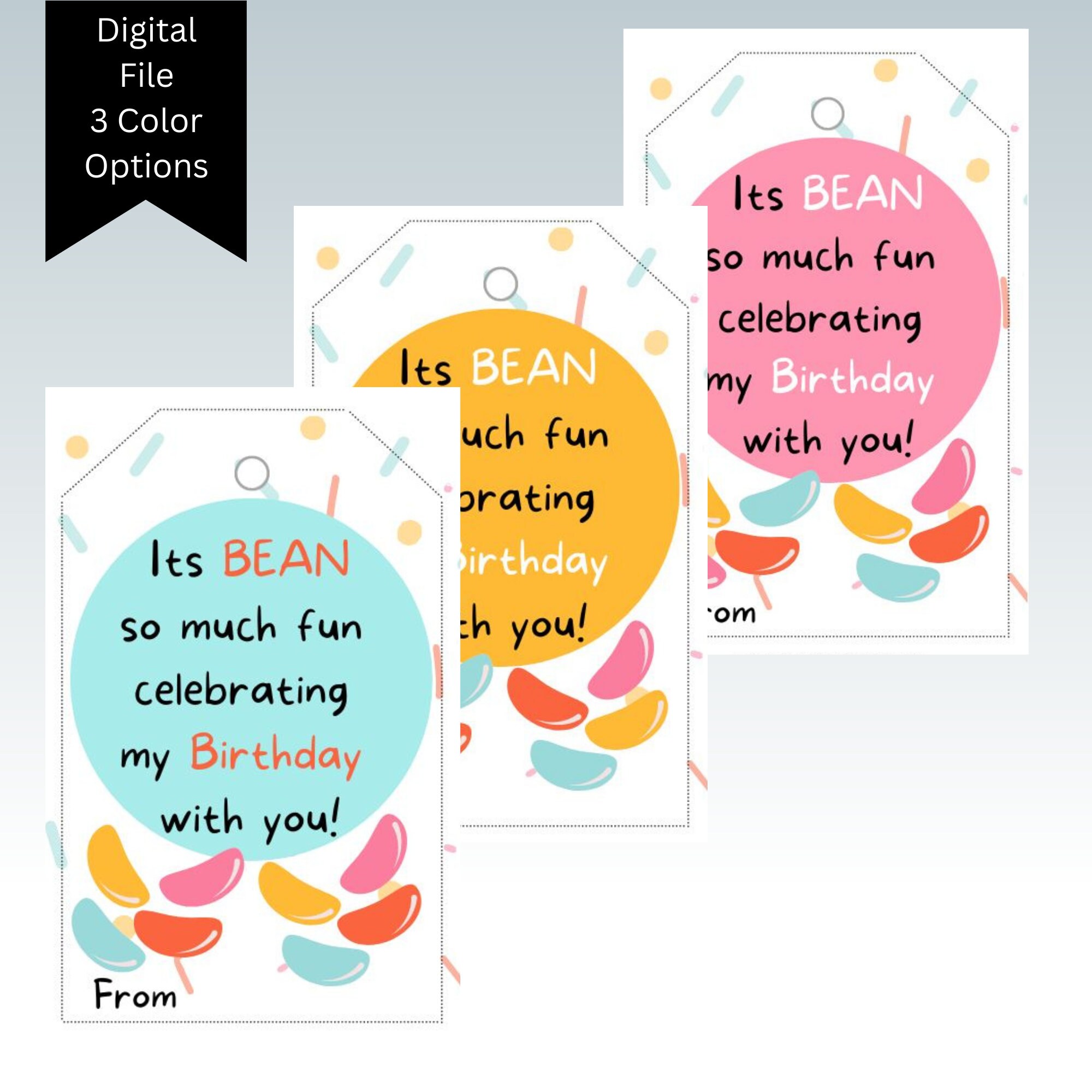 Printable Birthday Gift Tags | Jelly Beans | Candy Party | Candy Favors ...