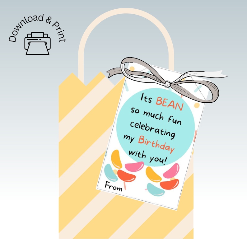 Printable Birthday Gift Tags | Jelly Beans | Candy Party | Candy Favors ...