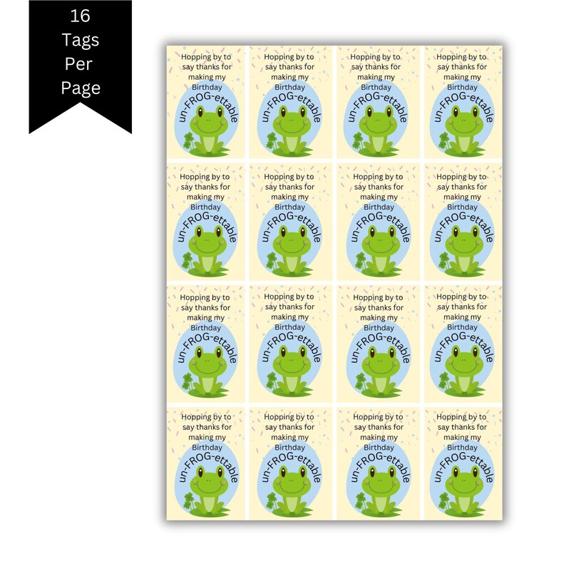 Printable Birthday Gift Tags | Frog Birthday | - Etsy