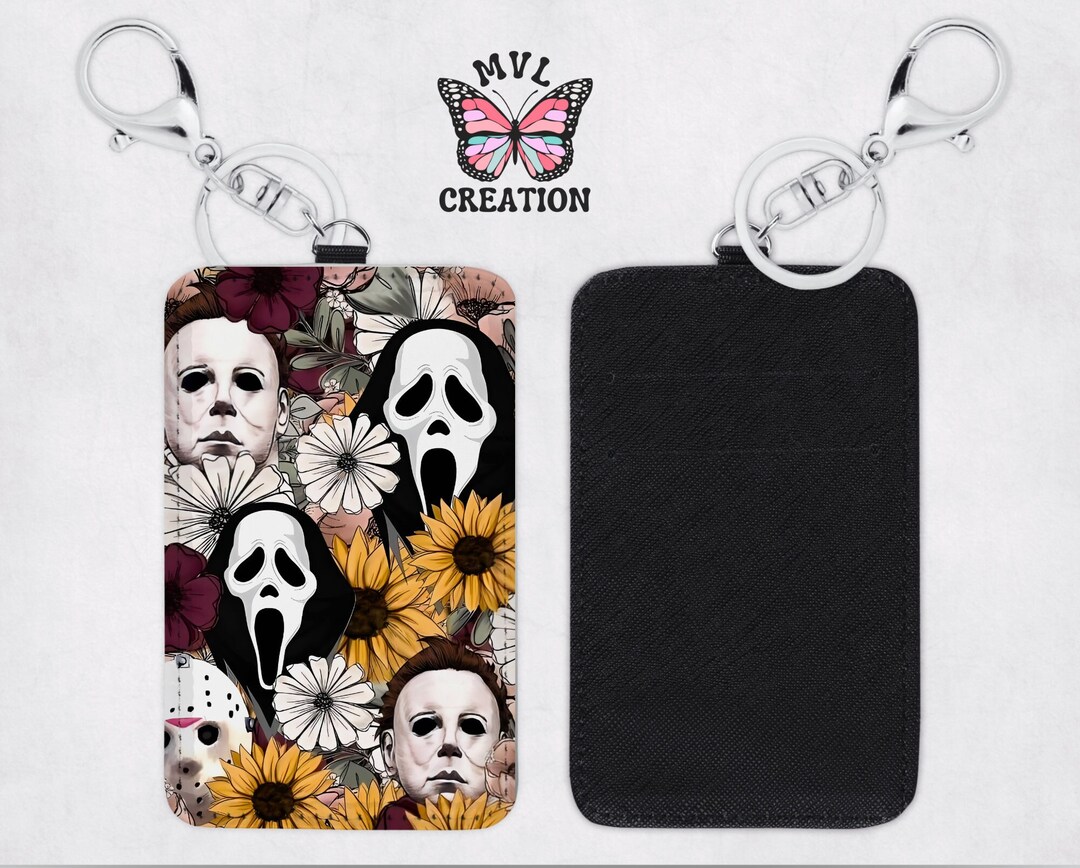 Spooky Ghostface Floral Keychain Sunflower Ghostface Badge - Etsy
