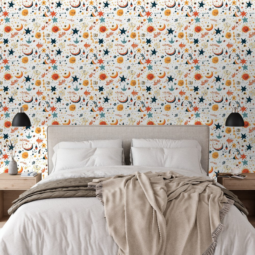 Star, Moon, Shooting Star Pattern, Wallpaper - Etsy