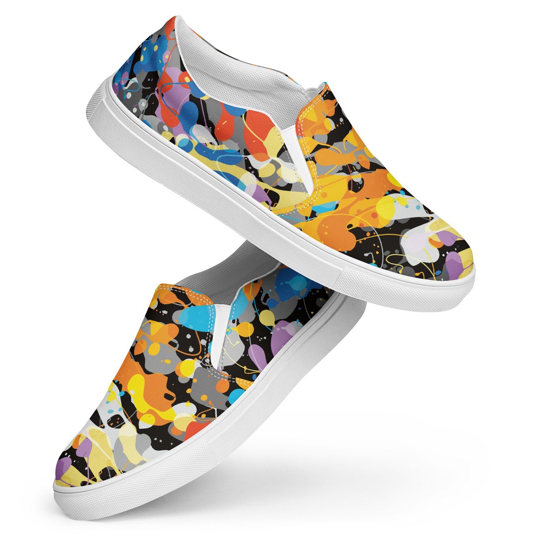 Women’s Slip-on Canvas Shoes, Multicolored Canvas Slipons, Colorful ...