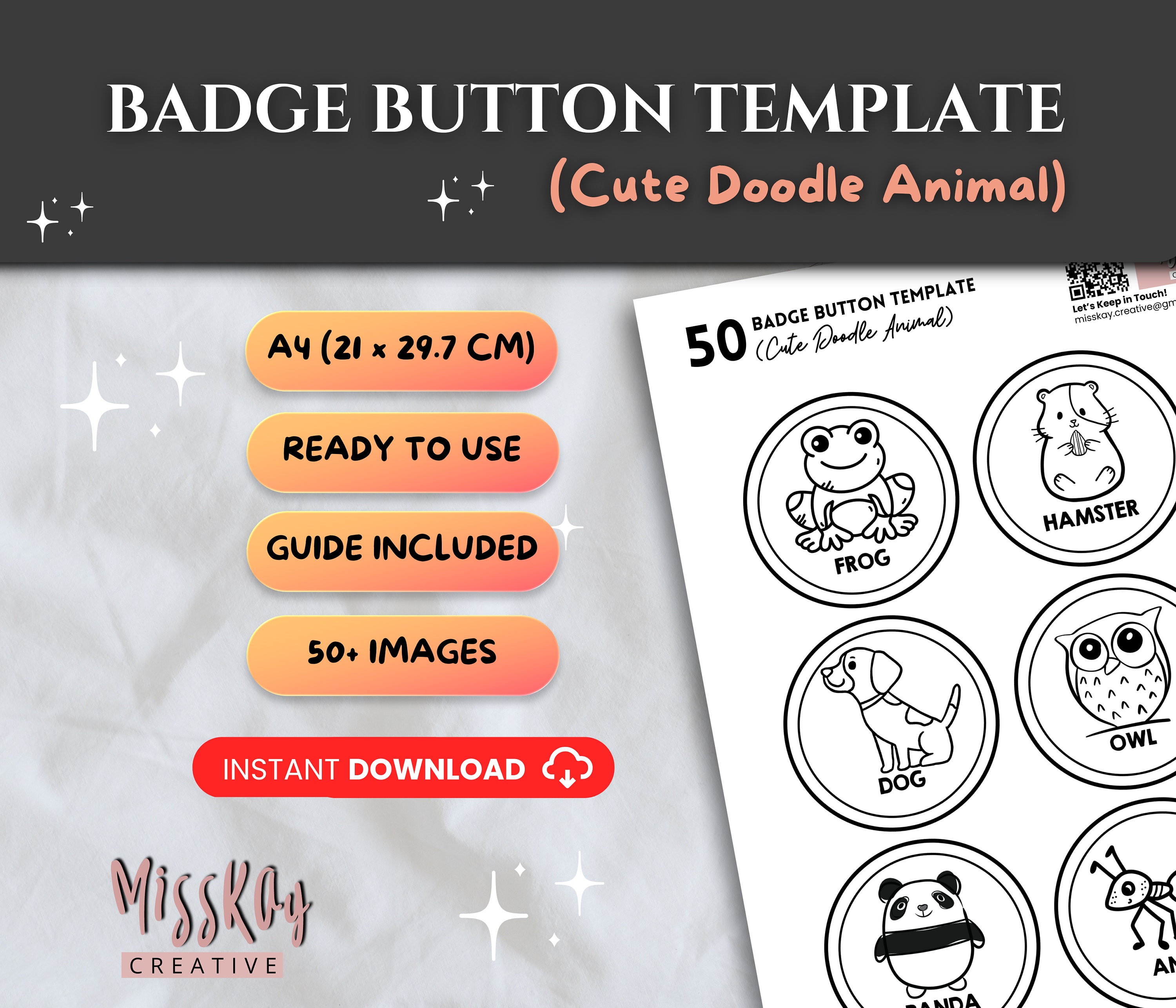 50+ Editable Badge Button Pinback Doodle Animal Cute Cartoon ...