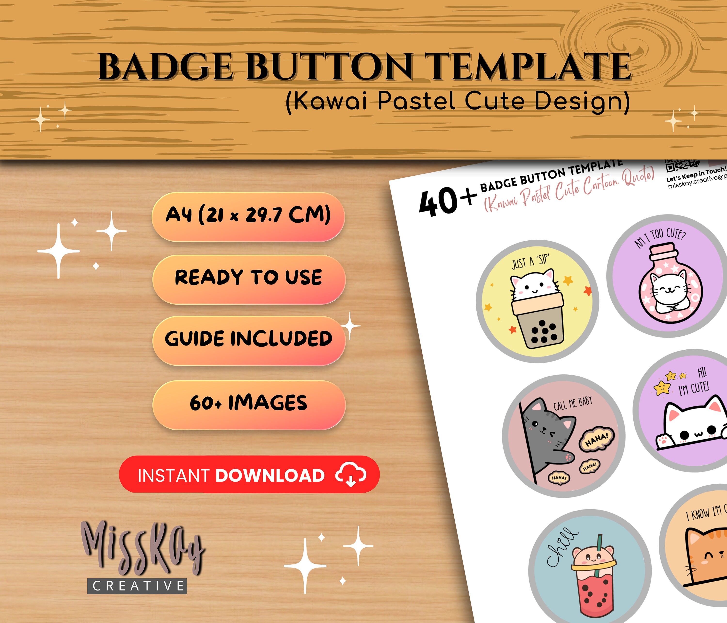 40+ Editable Badge Button Pinback Motivational Quote Kawai Cute Animal ...