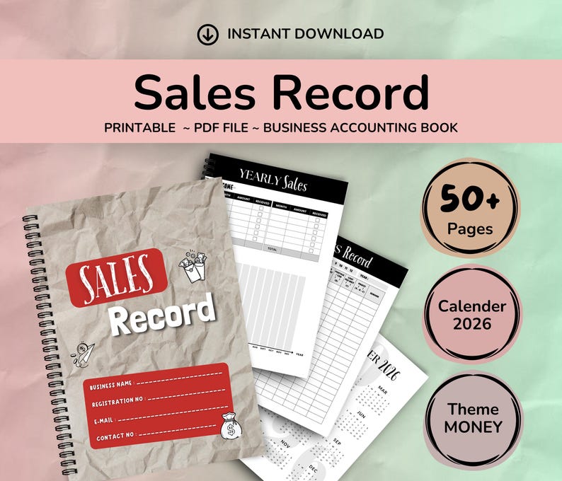 2026 Paper Sales Record Tracker Printable | Small Business Accounting ...