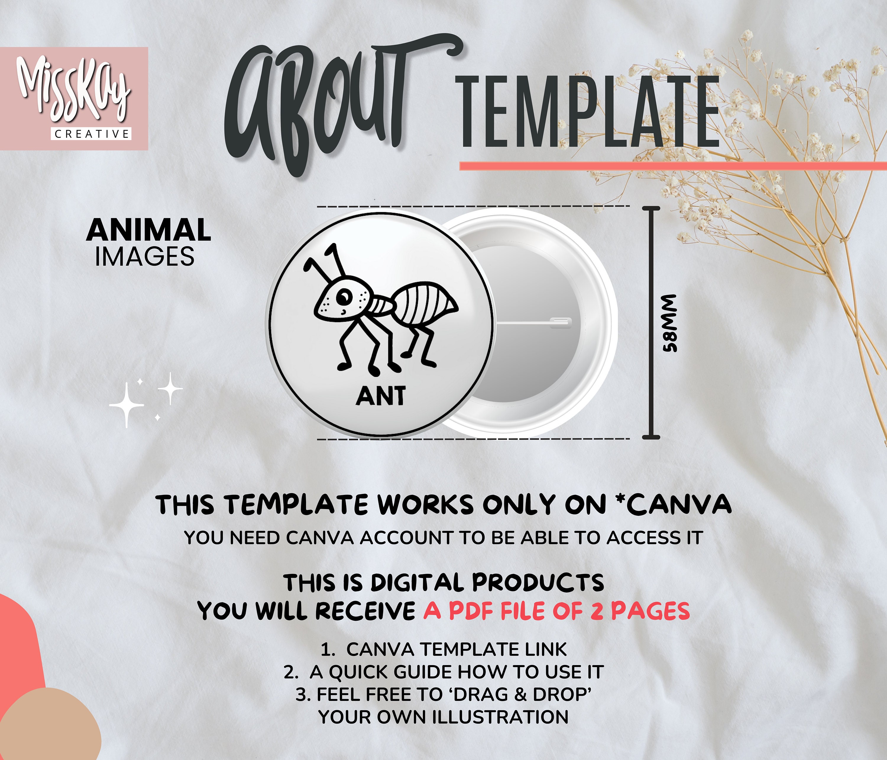 50+ Editable Badge Button Pinback Doodle Animal Cute Cartoon ...