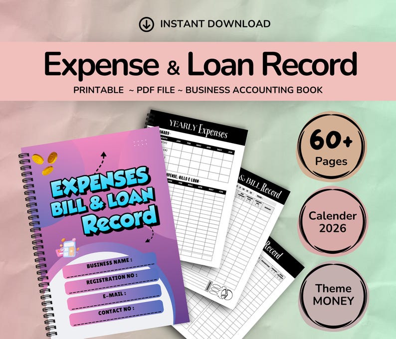 2026 Expense Bill Loan Repayment Record Printable | Small Business | A4 ...