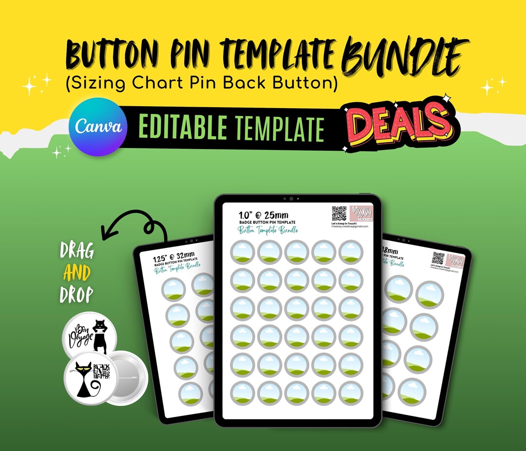 Editable Button Pin Template Bundle Blank Sheet Template Mockup Design ...
