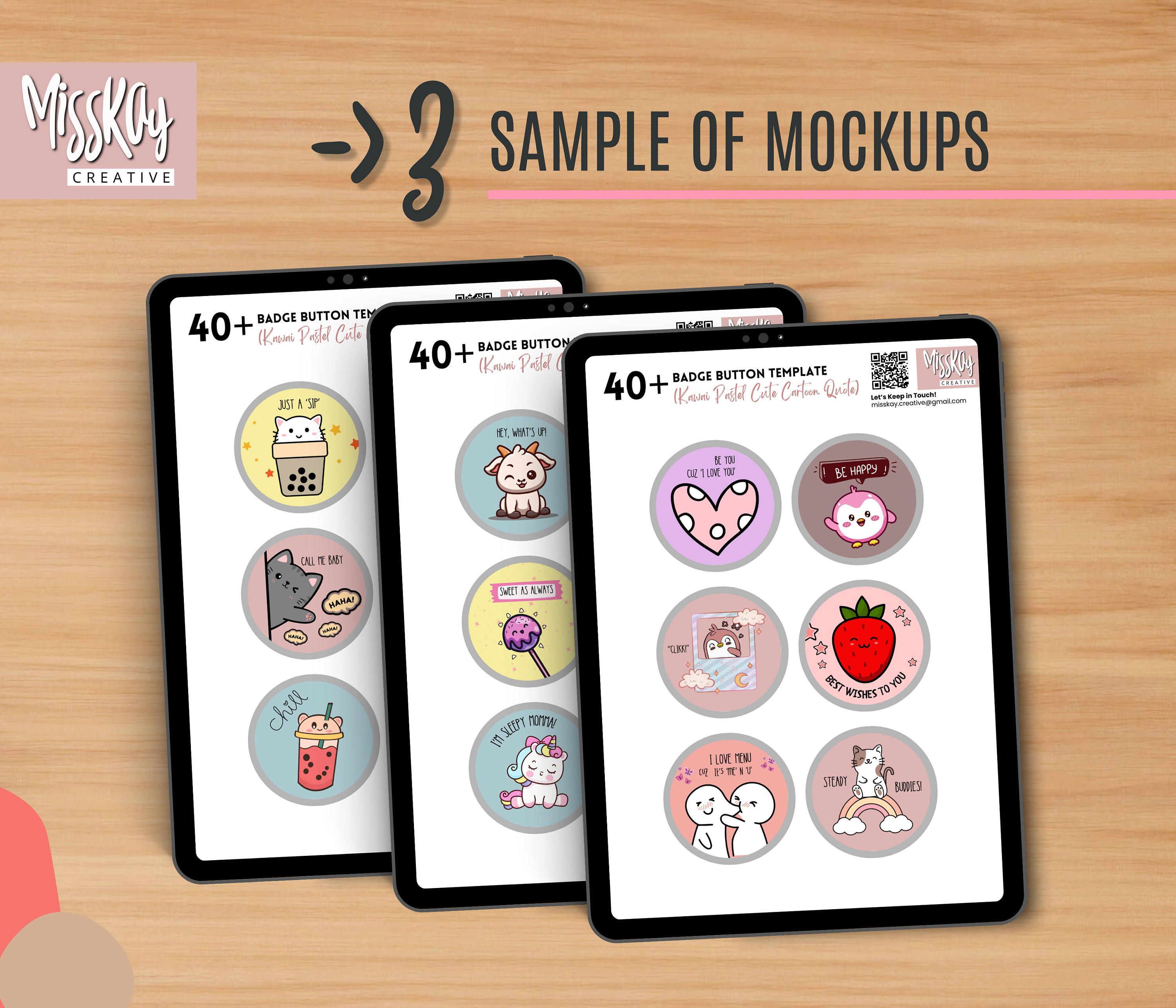 40+ Editable Kawaii Animal Badge Button Template | Motivational ...